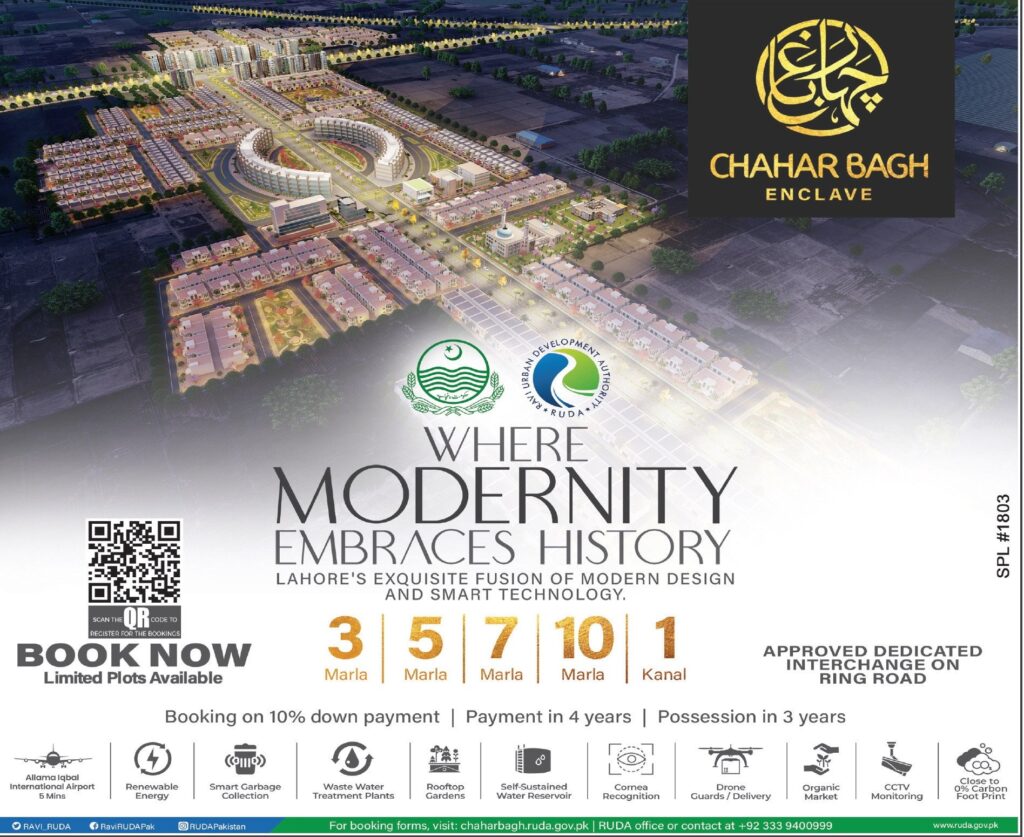 Chahar Bagh Enclave Lahore Plots Booking & Down Payment & Possession ...